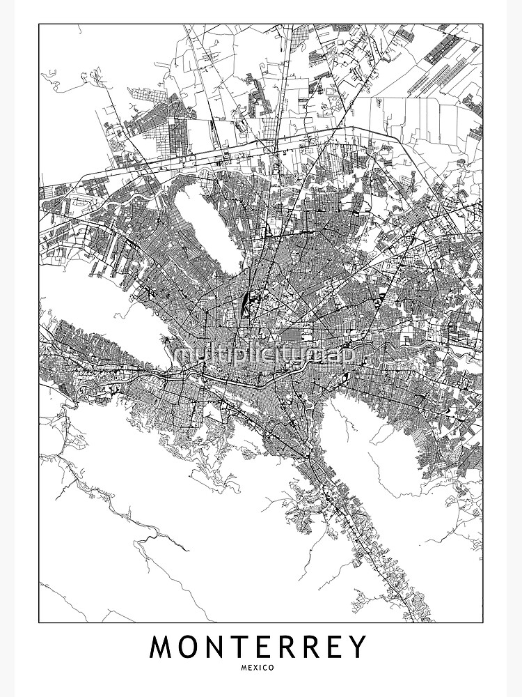 Póster «Mapa Blanco de Monterrey» de multiplicitymap | Redbubble