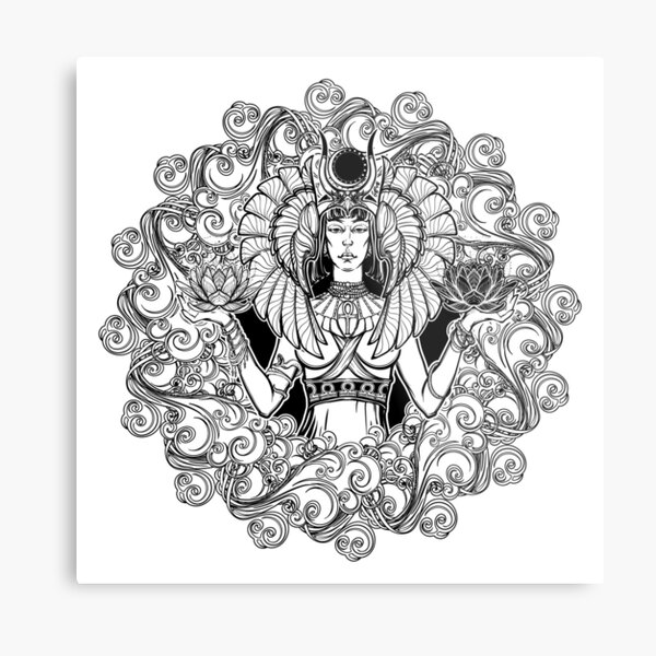 "Zodiac sign Libra. Egyptian goddess Isis balancing in hands black and ...