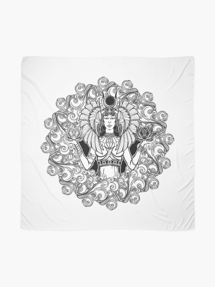 "Zodiac sign Libra. Egyptian goddess Isis balancing in hands black and ...