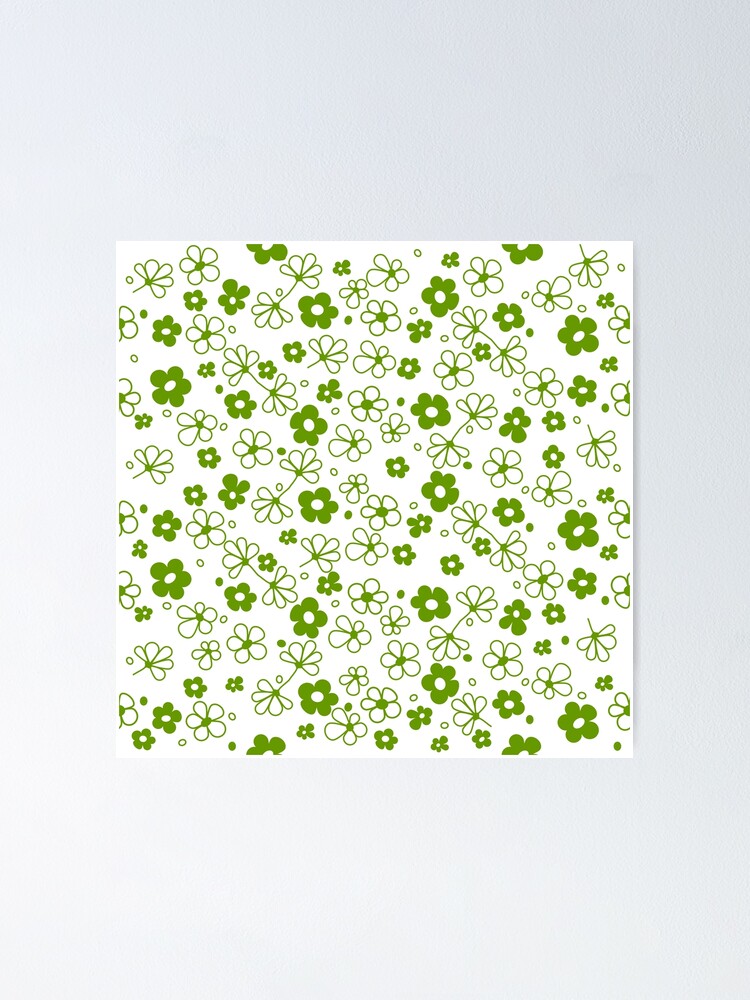 "Green Flower Pattern Cute 90s Aesthetic Green Flowers" Poster for Sale ...