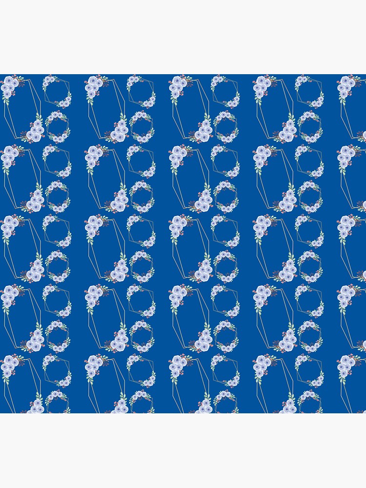 "blue background with floral ring pattern | Simple chic" Sticker for ...