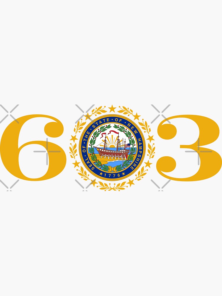 "New Hampshire's original area code 603 with State Seal design T-Shirts ...