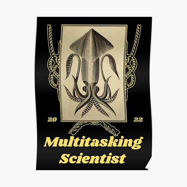 "'Multitasking Scientist' Old Book Octopus Graphic - Funny Quotes ...
