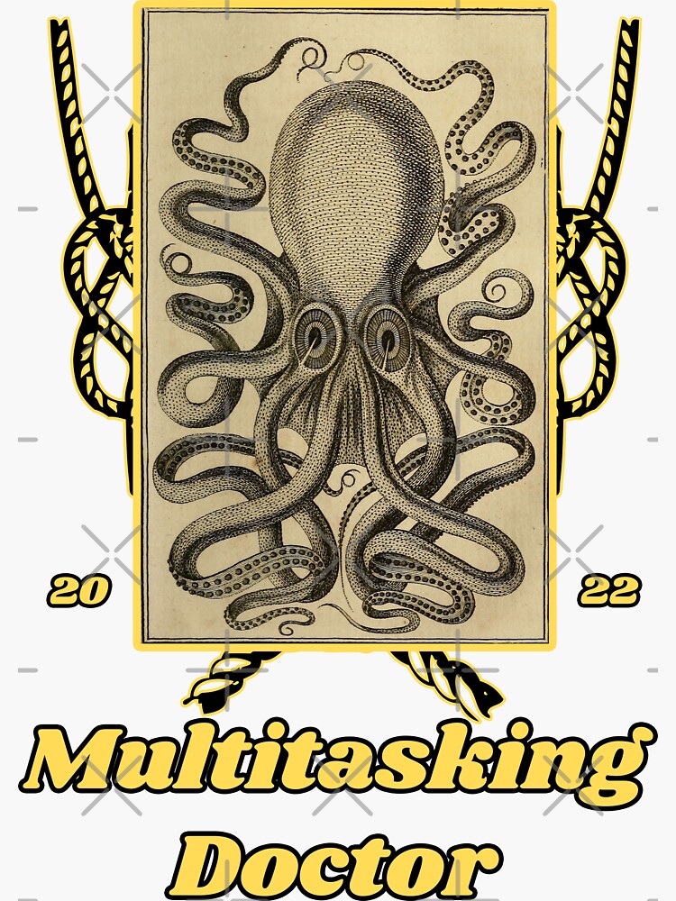 "'Multitasking Doctor' Old Book Octopus Graphic - Funny Quotes Designs ...