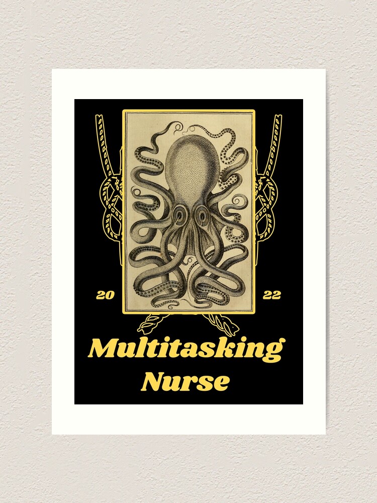 "'Multitasking Nurse' Old Book Octopus Graphic - Funny Quotes Designs ...