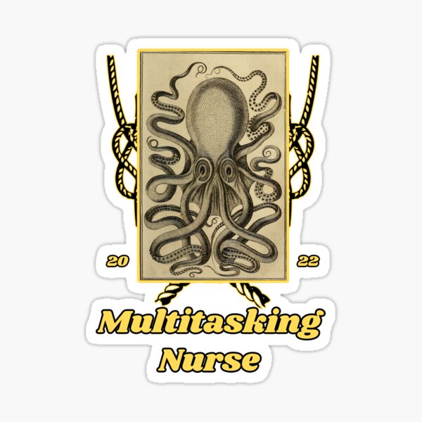 "'Multitasking Nurse' Old Book Octopus Graphic - Funny Quotes Designs ...