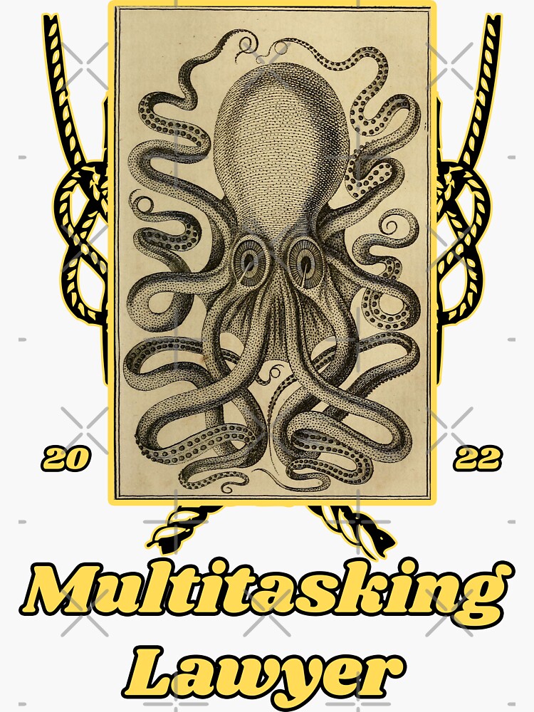 "'Multitasking Lawyer' Old Book Octopus Graphic - Funny Quotes Designs ...