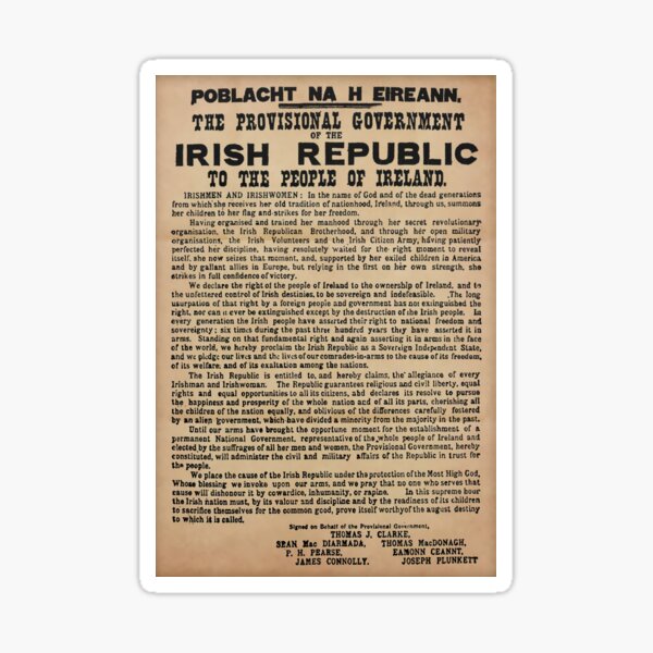 ":Irish Proclamation of Independence (High Resolution) " Sticker for ...