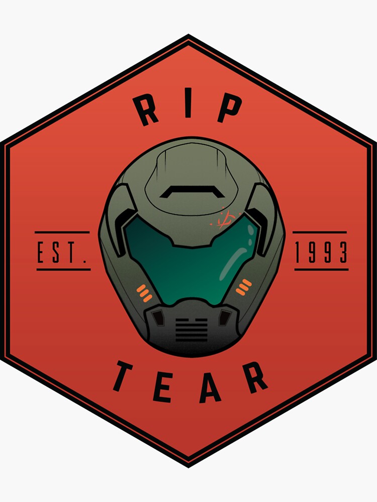 "Doom guy helmet rip tear" Sticker for Sale by CAROLGREENE45 | Redbubble