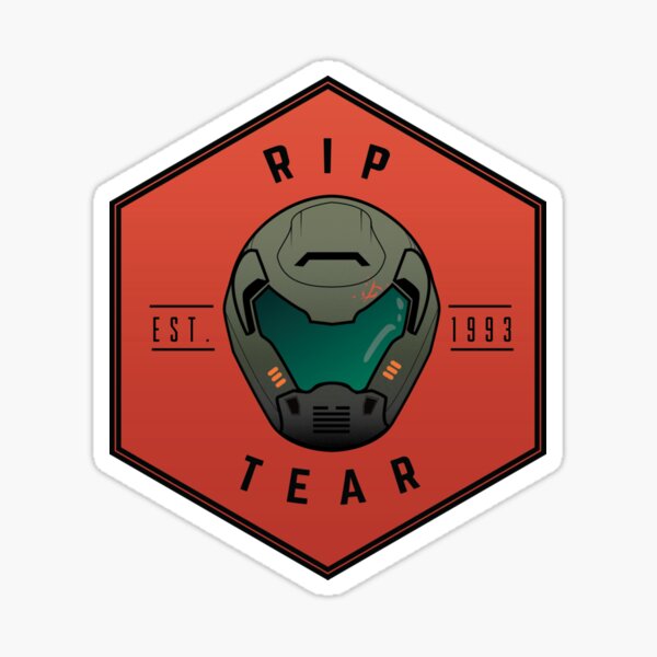 "Doom guy helmet rip tear" Sticker for Sale by CAROLGREENE45 | Redbubble