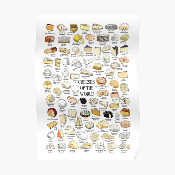 "Cheeses of the World" Poster for Sale by Highdown73 | Redbubble