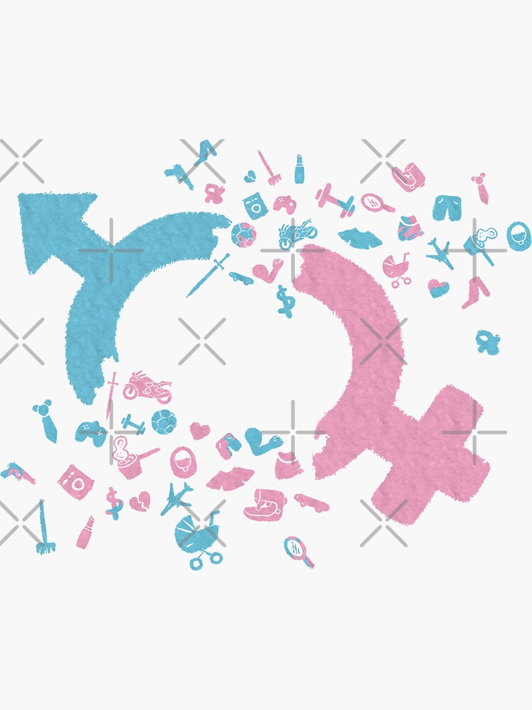 "Stereotypes Male Female Gender Symbols Pink Blue" Sticker for Sale by ...