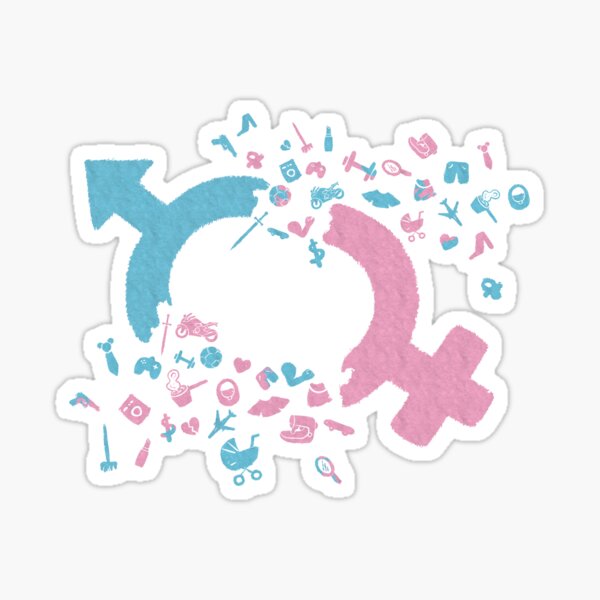 "Stereotypes Male Female Gender Symbols Pink Blue" Sticker for Sale by ...