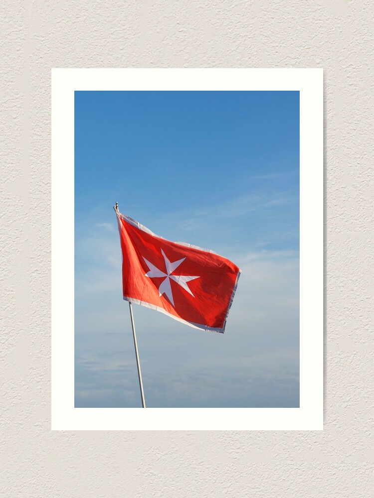 "Malta flag in blue sky background, maltese symbol, Malta cross" Art ...