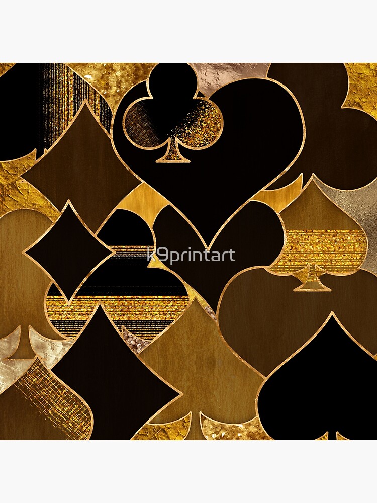 "Card Suit Symbols collage - Black And Gold textures" Poster for Sale ...