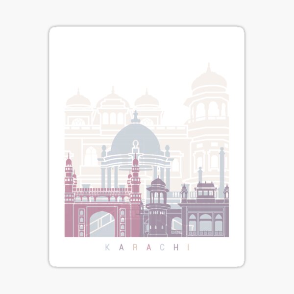 "KARACHI SKYLINE POSTER PASTEL" Sticker for Sale by paulrommer | Redbubble