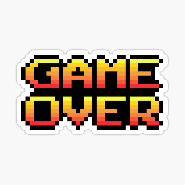 "8-bit pixel text, game over. Background retro games" Sticker for Sale ...