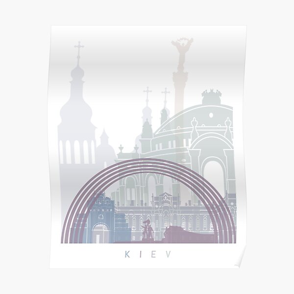 "KIEV SKYLINE POSTER PASTEL" Poster for Sale by paulrommer | Redbubble