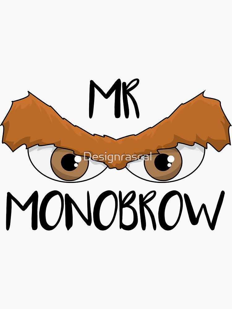 "Mr Monobrow Brown Hair" Sticker by Designrascal | Redbubble