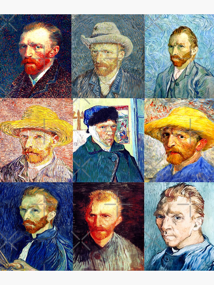 Pegatina «Collage de famosos autorretratos del famoso pintor Vincent ...