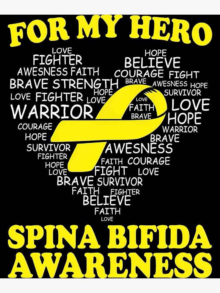 "Spina Bifida Awareness For My Hero Spina Bifida Awareness Ribbon Heart ...