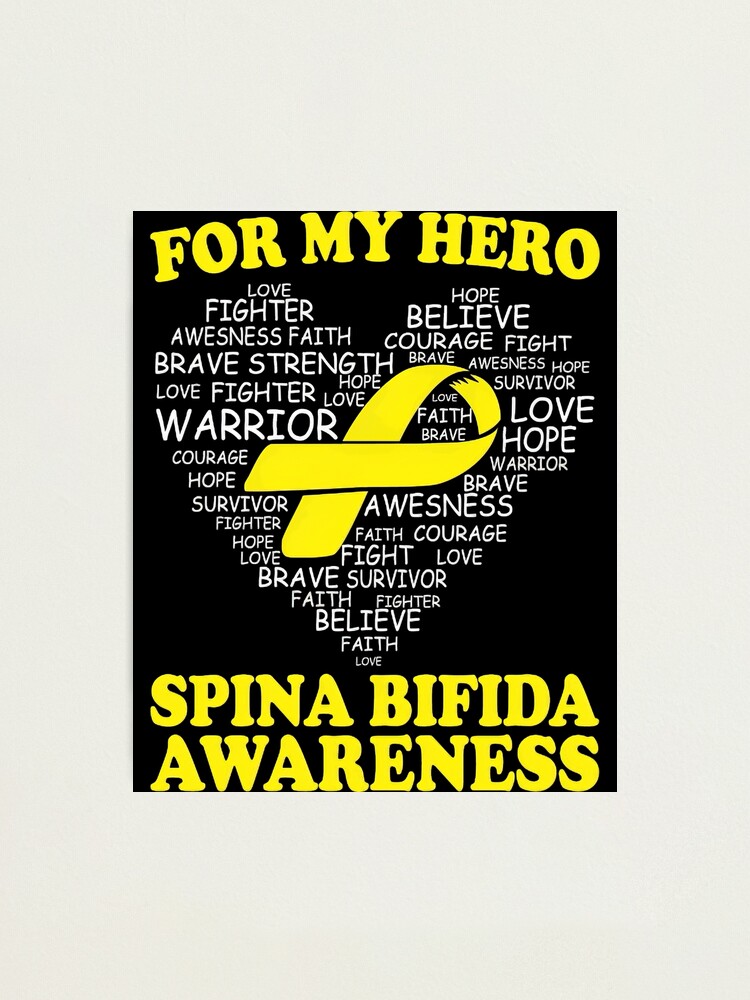 "Spina Bifida Awareness For My Hero Spina Bifida Awareness Ribbon Heart ...