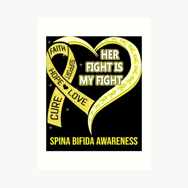 "Spina Bifida Awareness Her Fight Is My Fight Ribbon Heart Spina Bifida ...