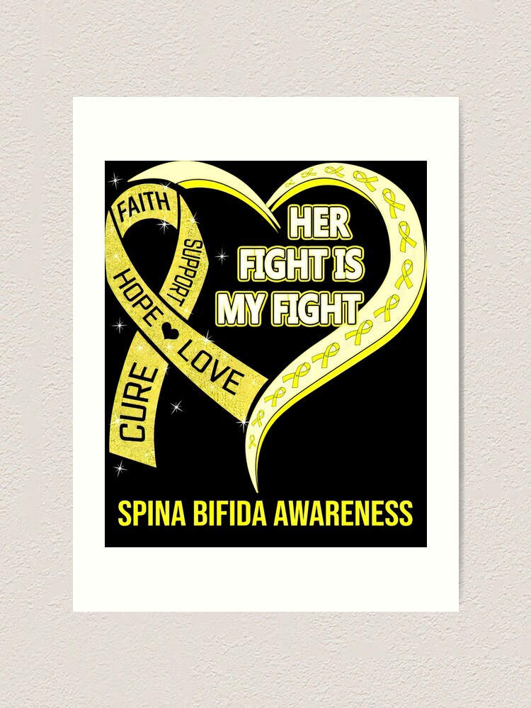 "Spina Bifida Awareness Her Fight Is My Fight Ribbon Heart Spina Bifida ...