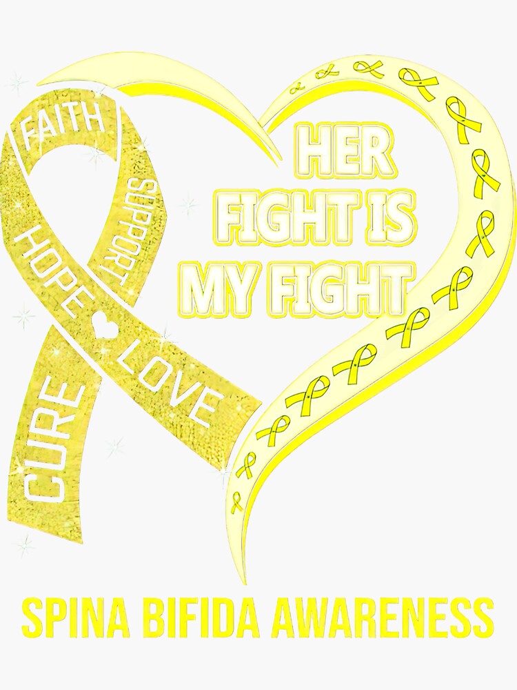 "Spina Bifida Awareness Her Fight Is My Fight Ribbon Heart Spina Bifida ...