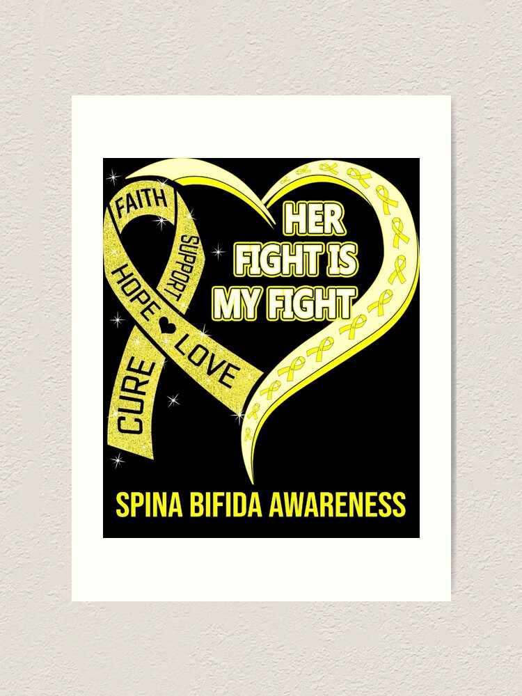 "Spina Bifida Awareness Her Fight Is My Fight Ribbon Heart Spina Bifida ...