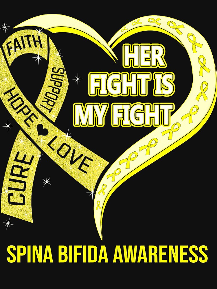 "Spina Bifida Awareness Her Fight Is My Fight Ribbon Heart Spina Bifida ...