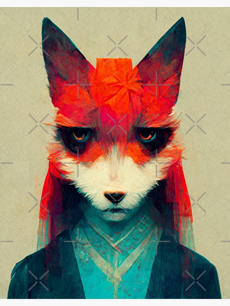 "Red Fox Glitch Portrait" Sticker for Sale by turquoisethings | Redbubble