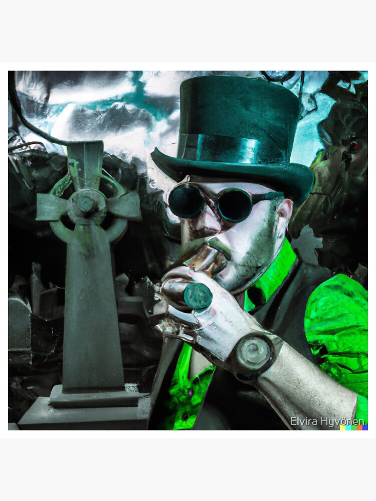 "AI Generated Art, A Green Zombie Smoking A Cigar On An Old Cemetery ...