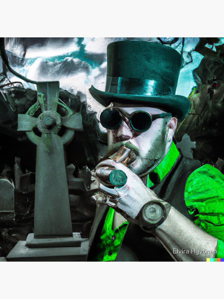 "AI Generated Art, A Green Zombie Smoking A Cigar On An Old Cemetery ...