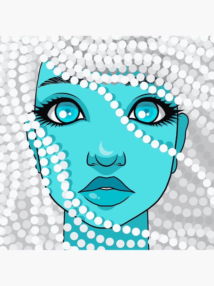 "Cute Turquoise Girl Face Drawing" Sticker for Sale by Dven-Clothes ...