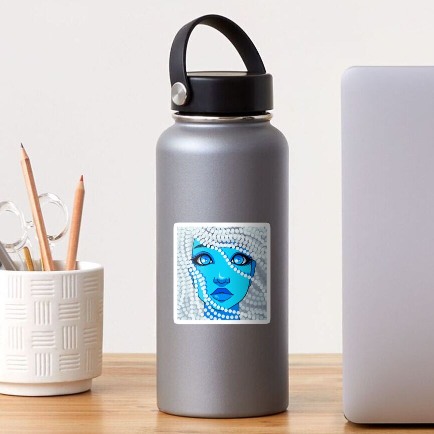 "Cute Blue Girl Face Drawing" Sticker for Sale by Dven-Clothes | Redbubble