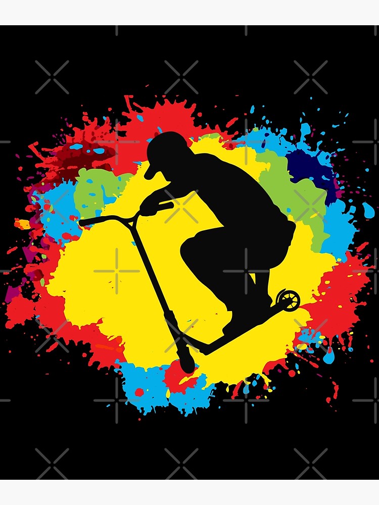 "Stunt Scooter Freestyle Scootering Riding Colorful" Poster for Sale by ...