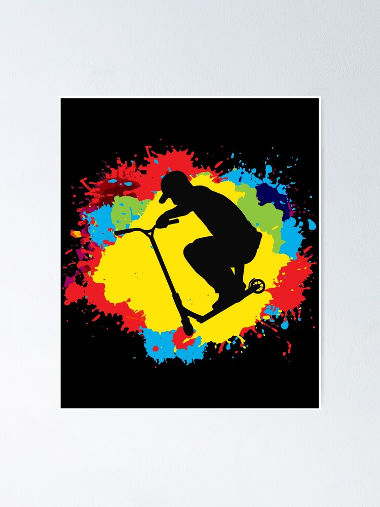 "Stunt Scooter Freestyle Scootering Riding Colorful" Poster for Sale by ...