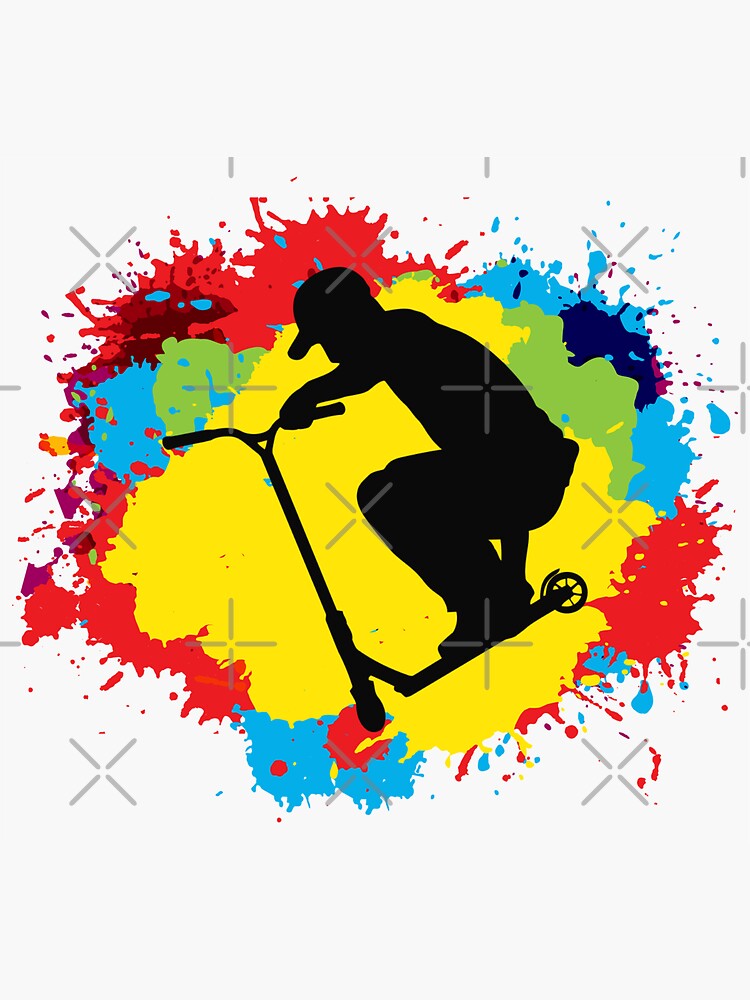 "Stunt Scooter Freestyle Scootering Riding Colorful" Sticker for Sale ...
