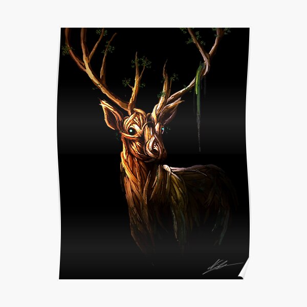 "Wooden Stag Portrait" Poster for Sale by maarschal-arts | Redbubble
