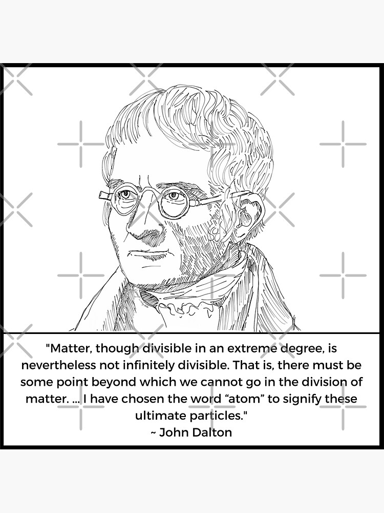 "John Dalton scientist illustration quotes" Sticker for Sale by ...