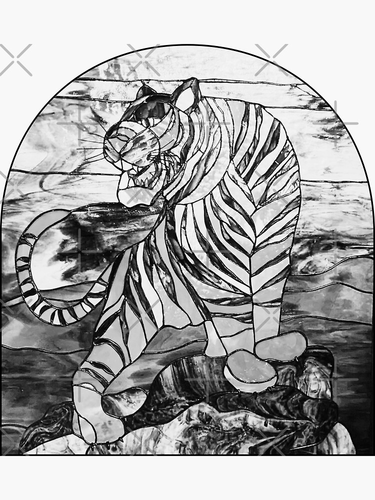 "B&W Tiger Stained Glass Window | Tiger Printed | Tiger Art Graphic ...