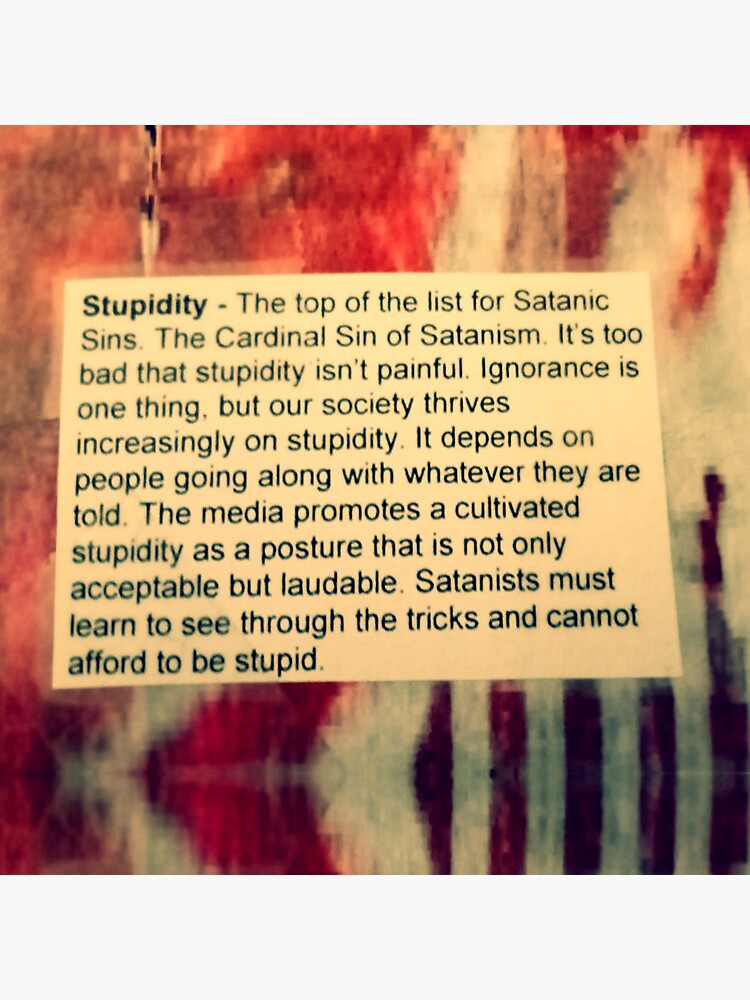 "stupidity is a cardinal sin" Sticker for Sale by weirdove | Redbubble