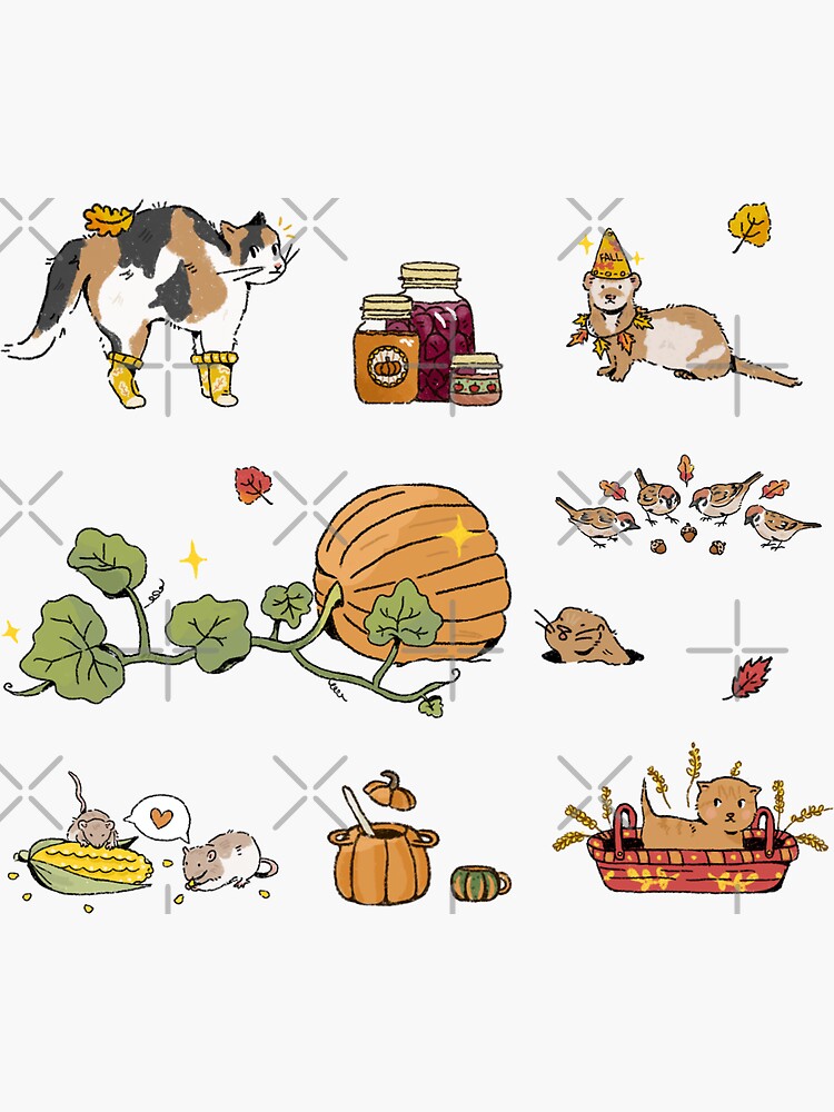 "Fall Potluck" Sticker for Sale by cinnamonbreads | Redbubble