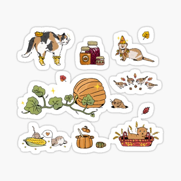 "Fall Potluck" Sticker for Sale by cinnamonbreads | Redbubble