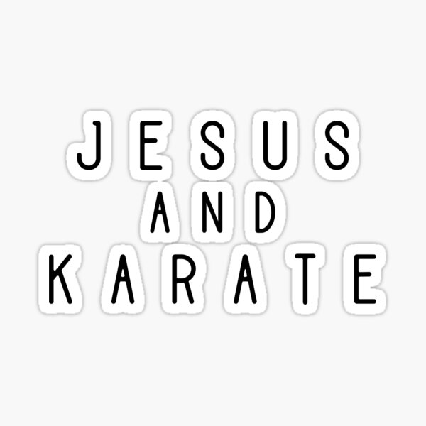 Pegatina «Diseño de instructor de Jesús y Karate: caligrafía de montaña ...