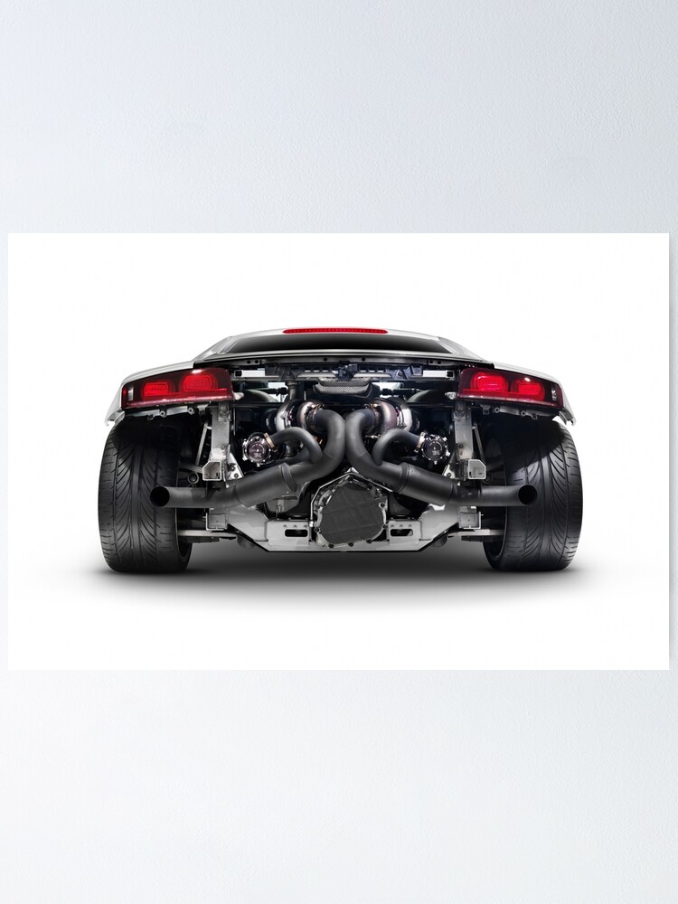 "Sports car rear view with exposed engine art photo print" Poster for ...