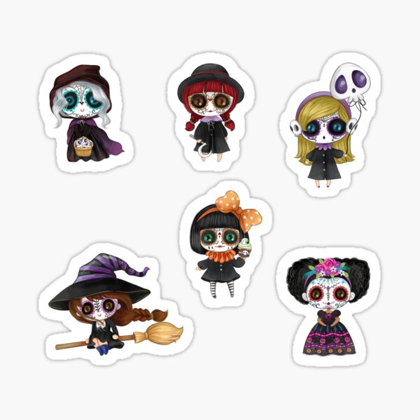 "Halloween Cute Costume Girls Sticker Set" Sticker for Sale by ...
