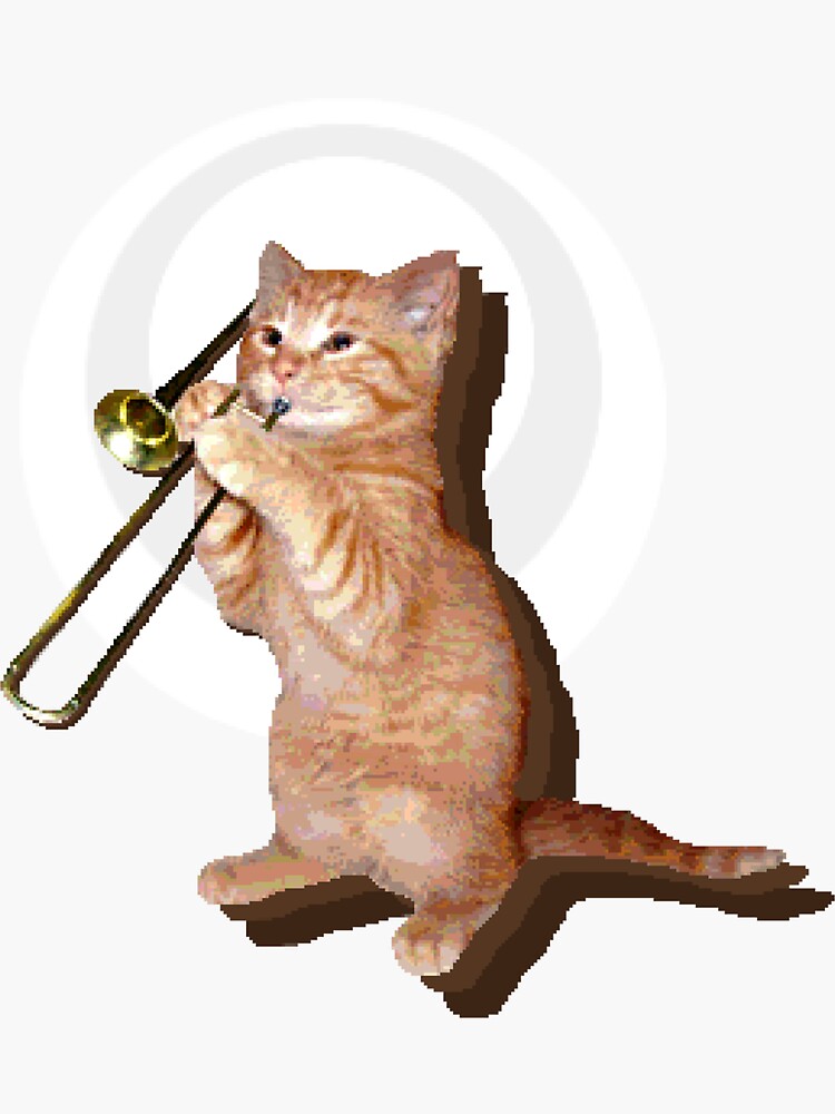 "Trombone Cat" Sticker for Sale by Oddiology | Redbubble