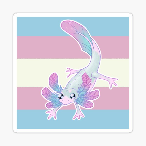 "Cotton Candy Swirl (Trans) - Less Discreet Pride Axolotls" Sticker for ...